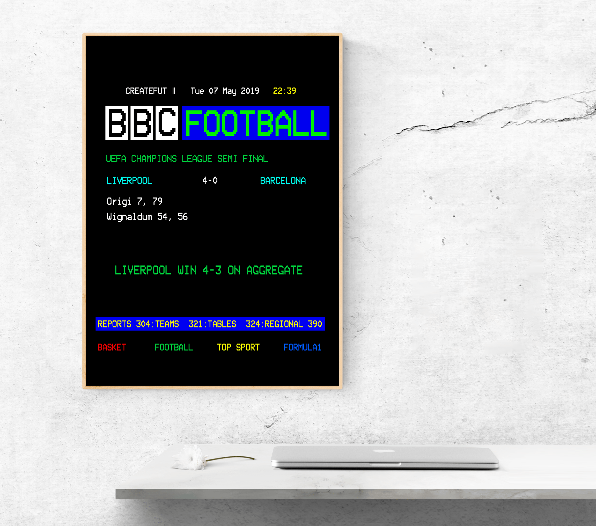 Choose any match from history, or create your own Teletext game ...