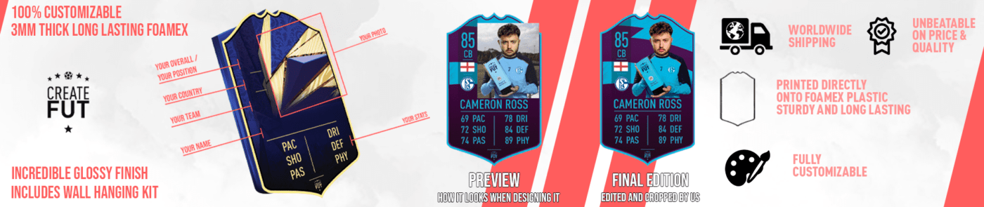 custom Fifa card maker, tots, totw and all the best FUT designs available.